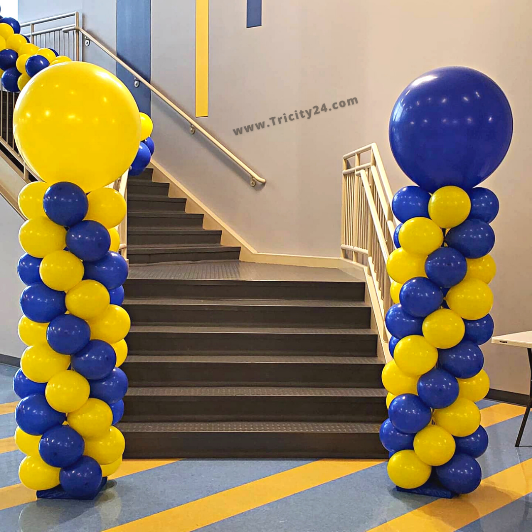 Yellow & Blue Balloon Arch Office Decoration (P345). – Tricity 24